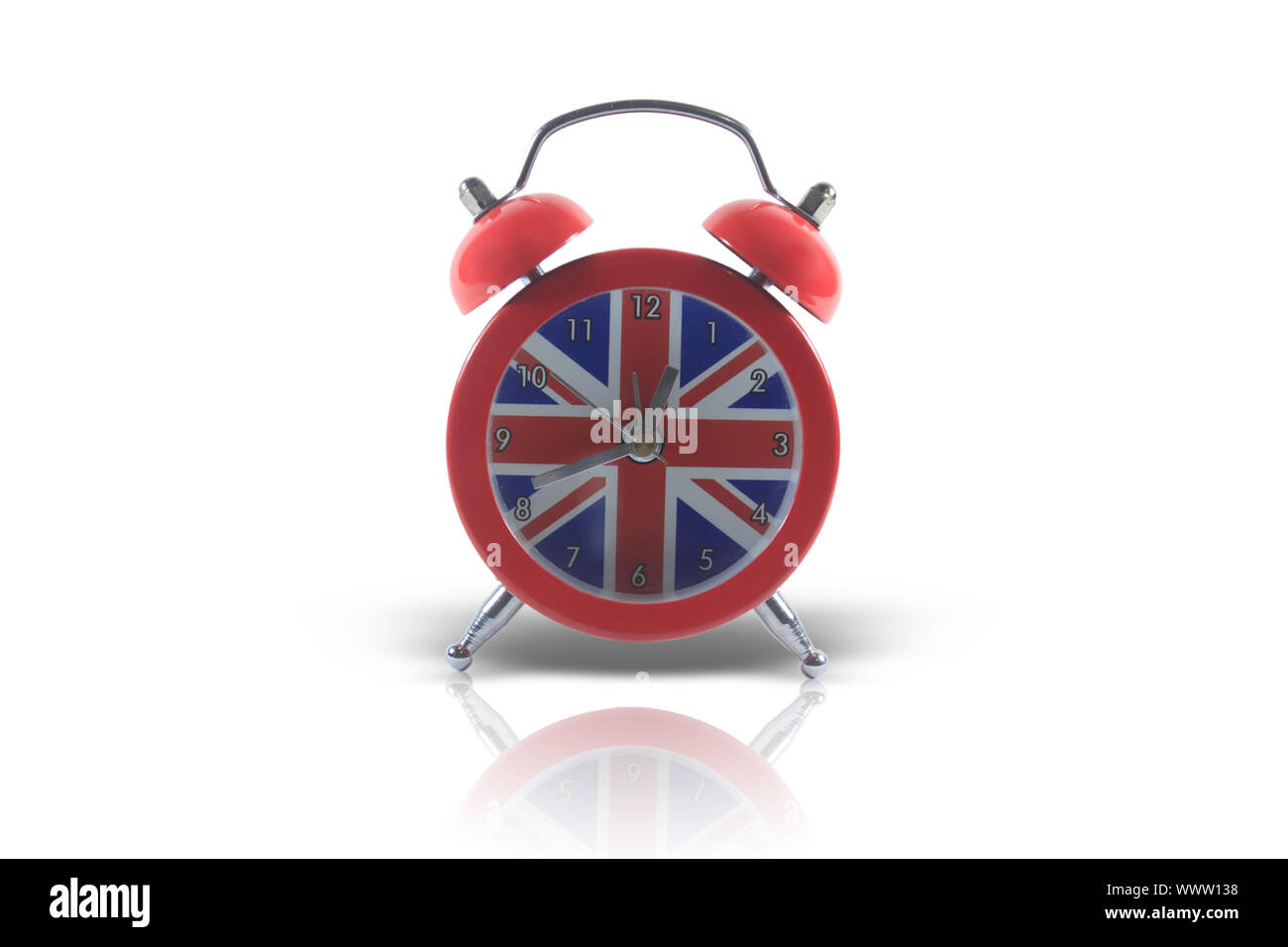 Photo of alarm clock with british flag Stock Photo - Alamy