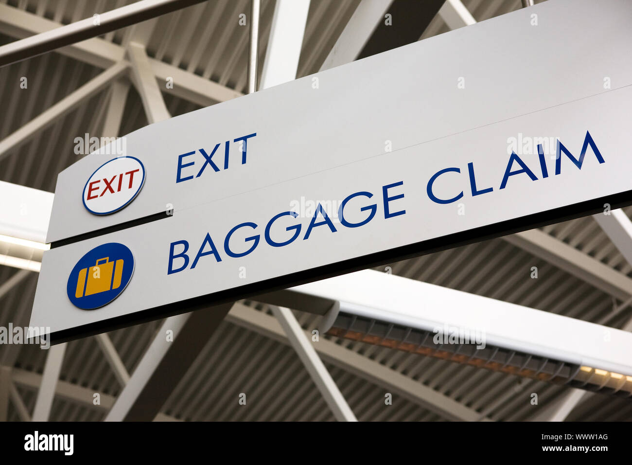 Baggage claim and exit sign in an airport Stock Photo - Alamy