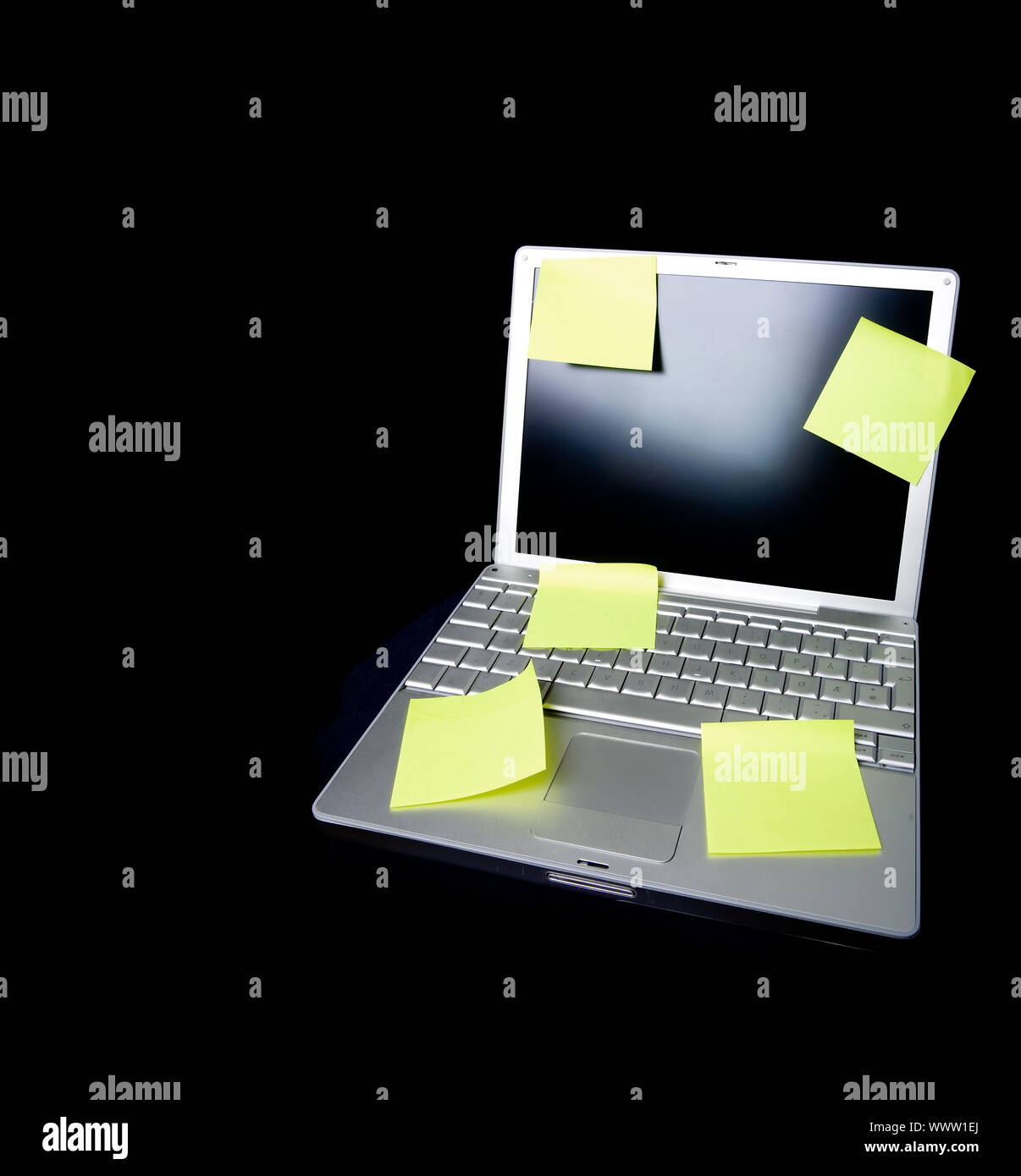 Sticky Note on Laptop Stock Photo - Alamy