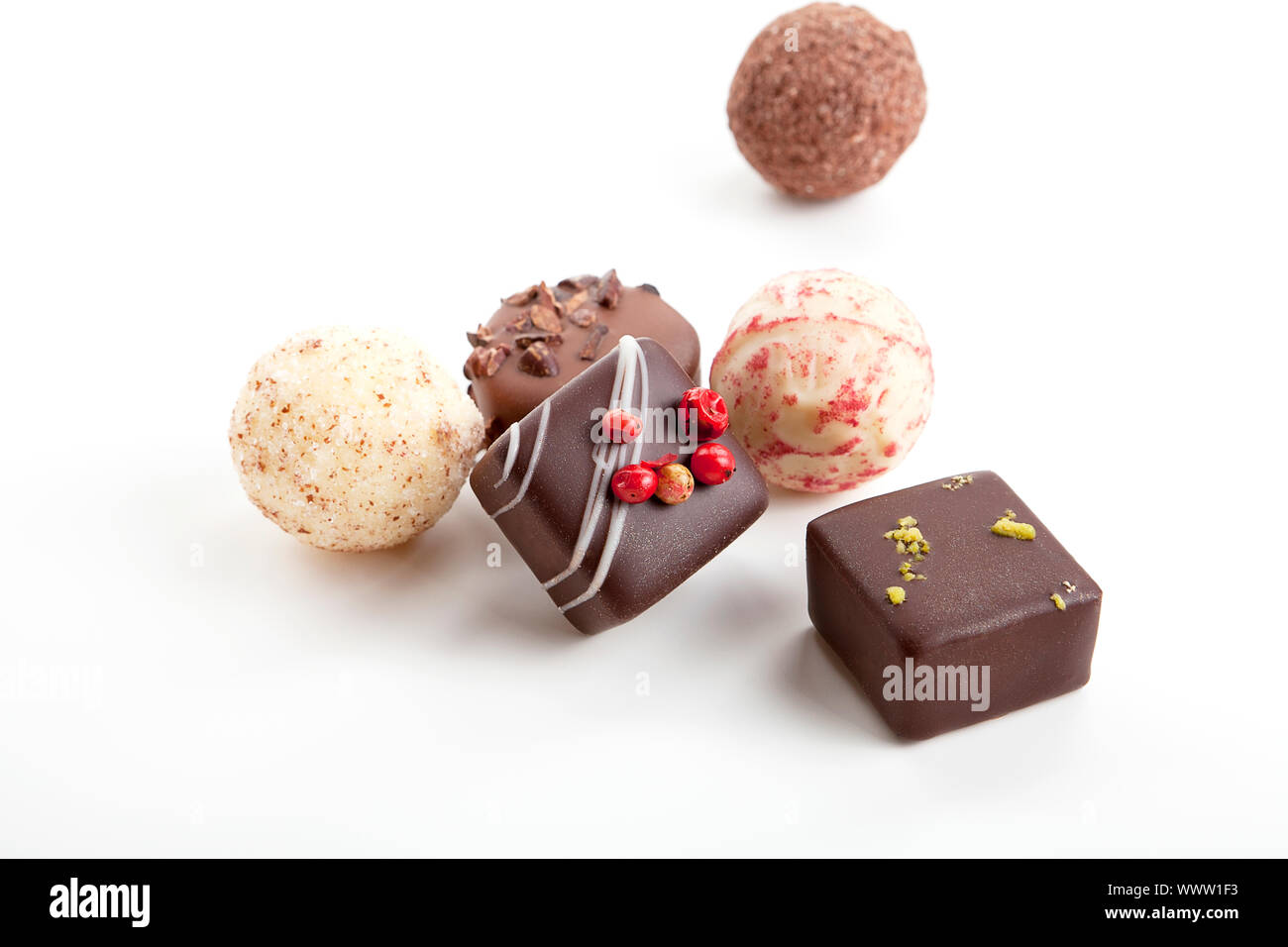 collection of different chocolate pralines isolated Stock Photo - Alamy