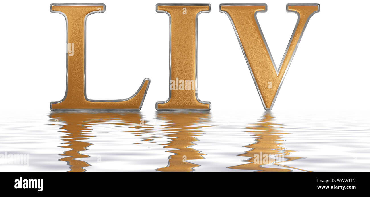 Roman numeral LIV, quattuor et quinquaginta, 54, fifty four, reflected ...