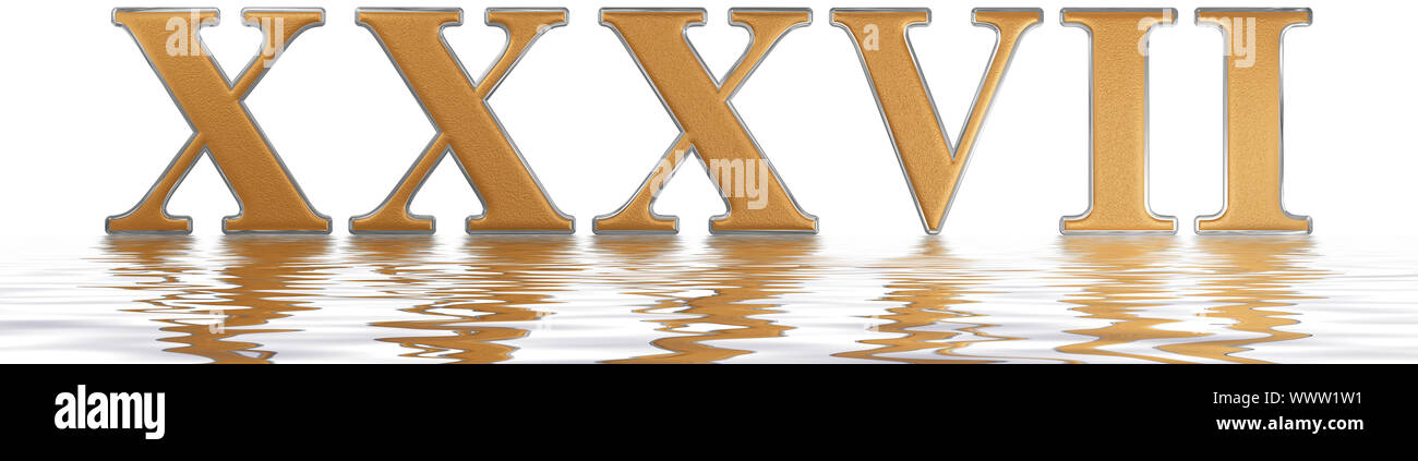 Roman numeral XXXVII, septem et triginta, 37, thirty seven, reflected ...