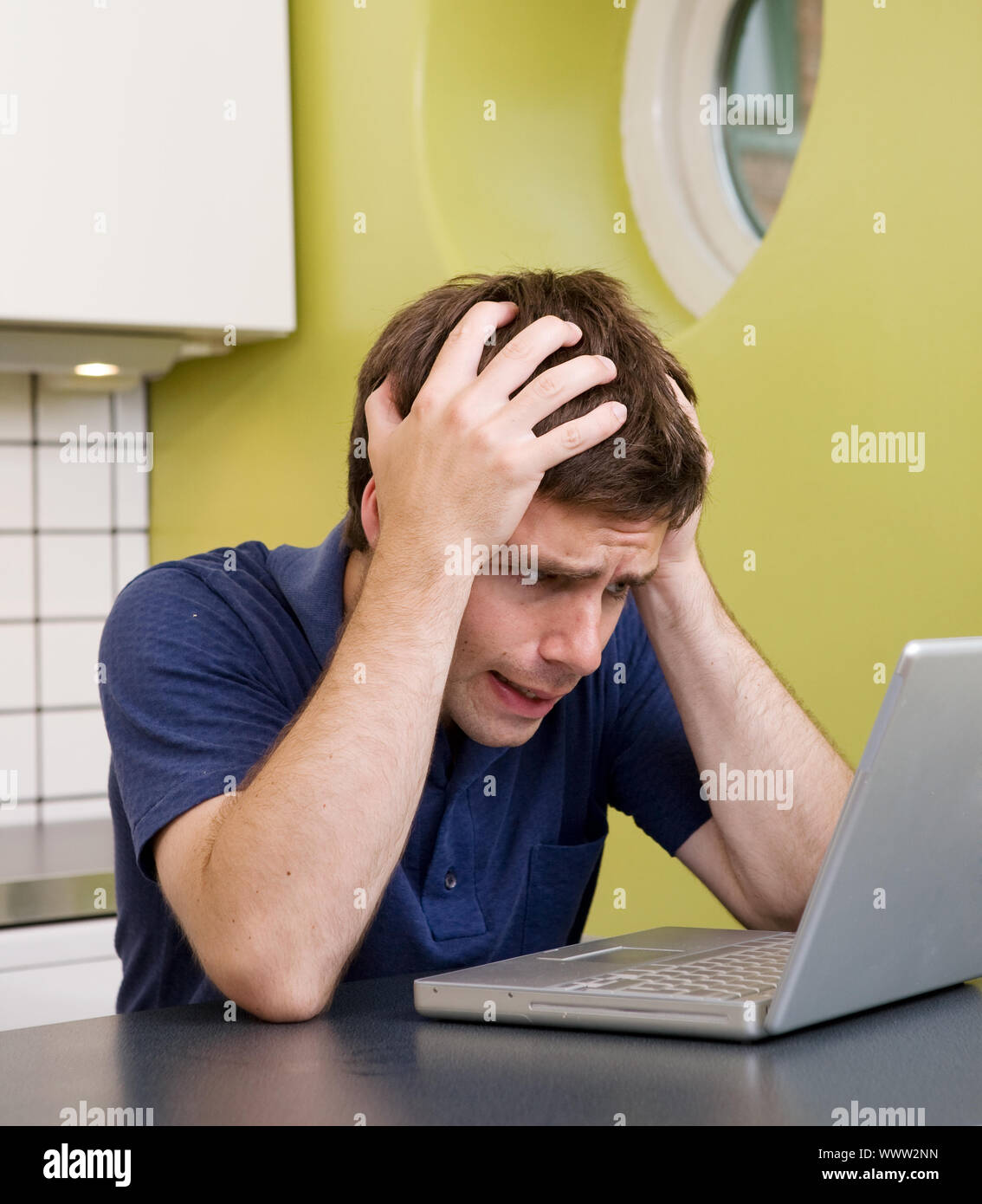 Worried at Computer Stock Photo - Alamy