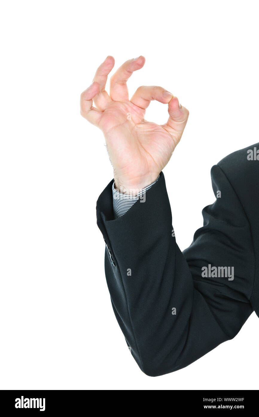 Business man giving okay sign hand gesture Stock Photo - Alamy