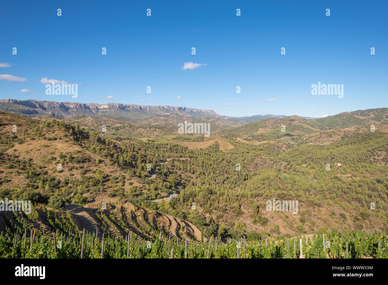 View to the natural park Serra de Montsant, Catalonia, Spain Stock ...