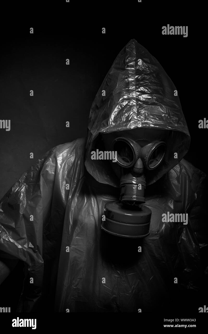 Ebola infection concept, man with red gas mask Stock Photo - Alamy