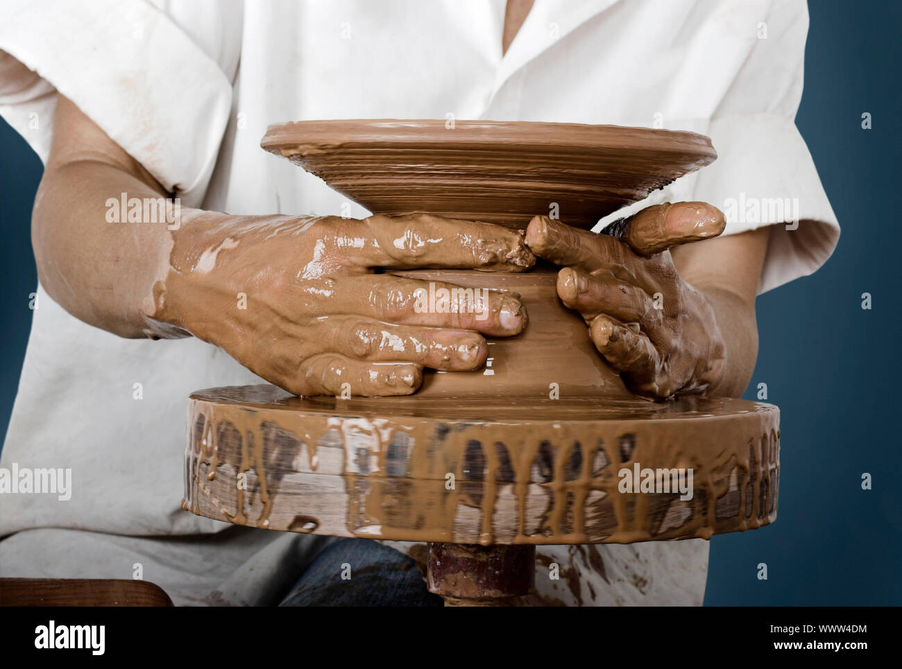 Close-up picture of a potter works a potter's wheel Stock Photo - Alamy