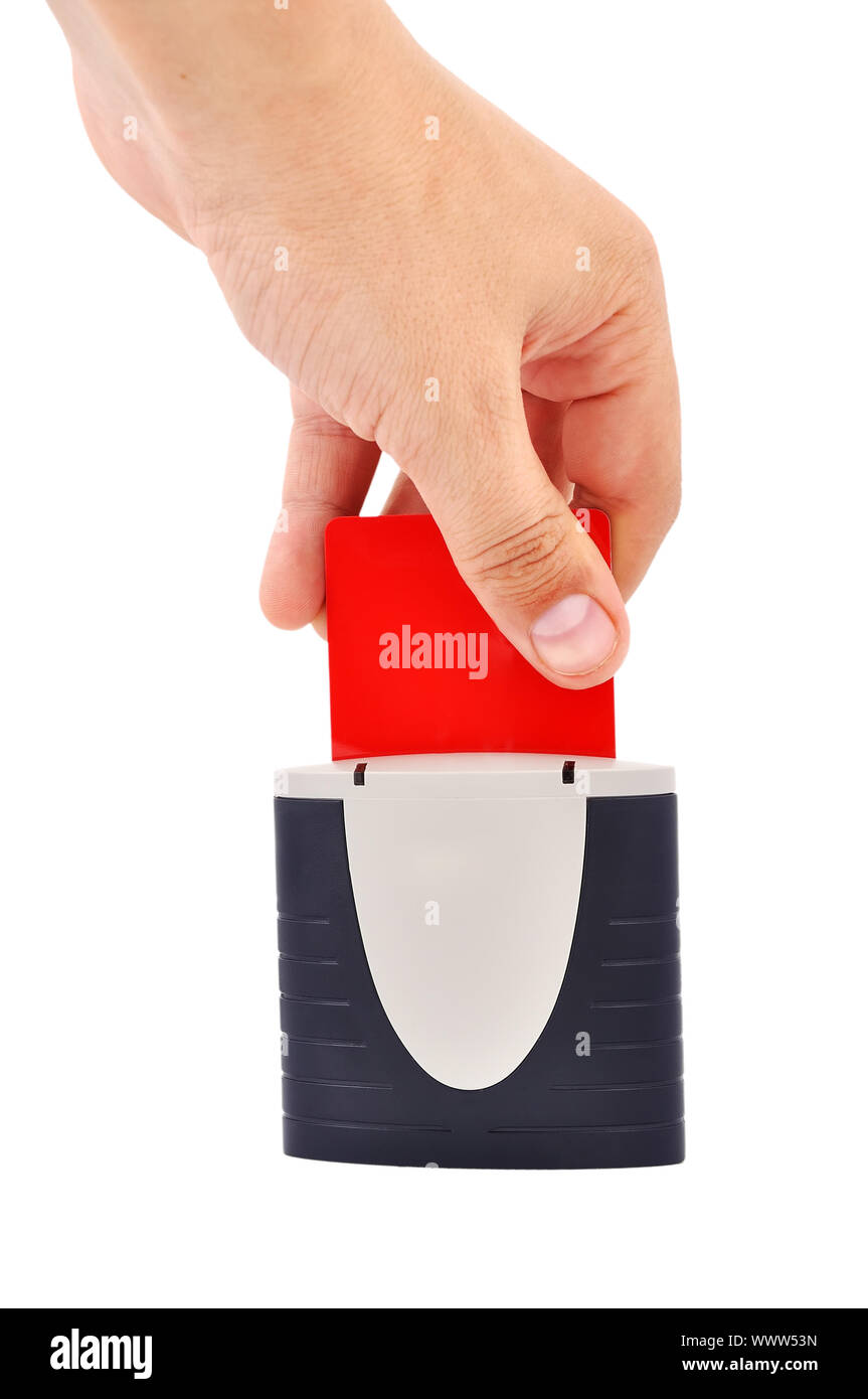 smart card reader on white background Stock Photo - Alamy