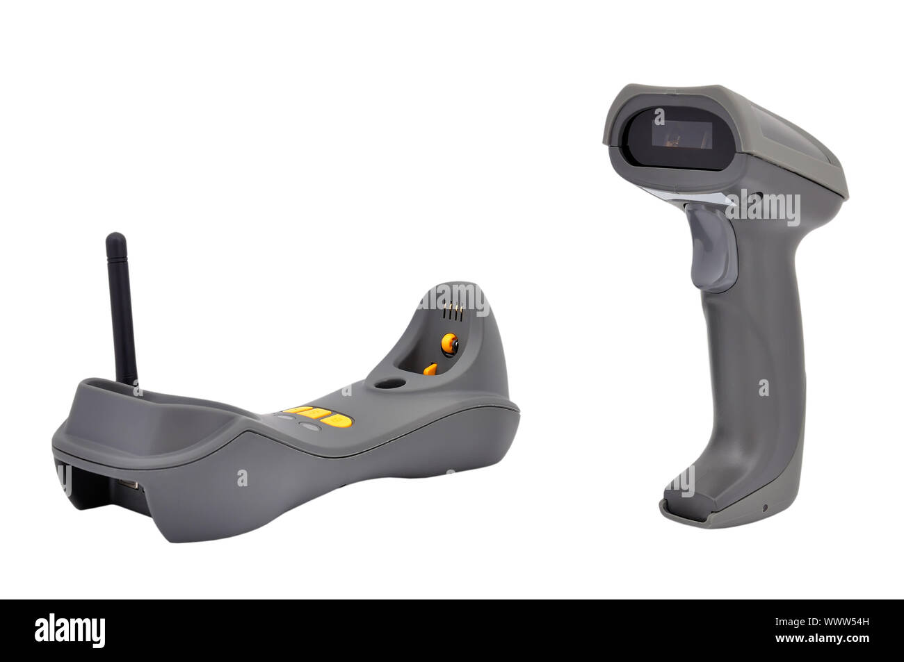 Wireless bar code reader isolated on white background Stock Photo - Alamy