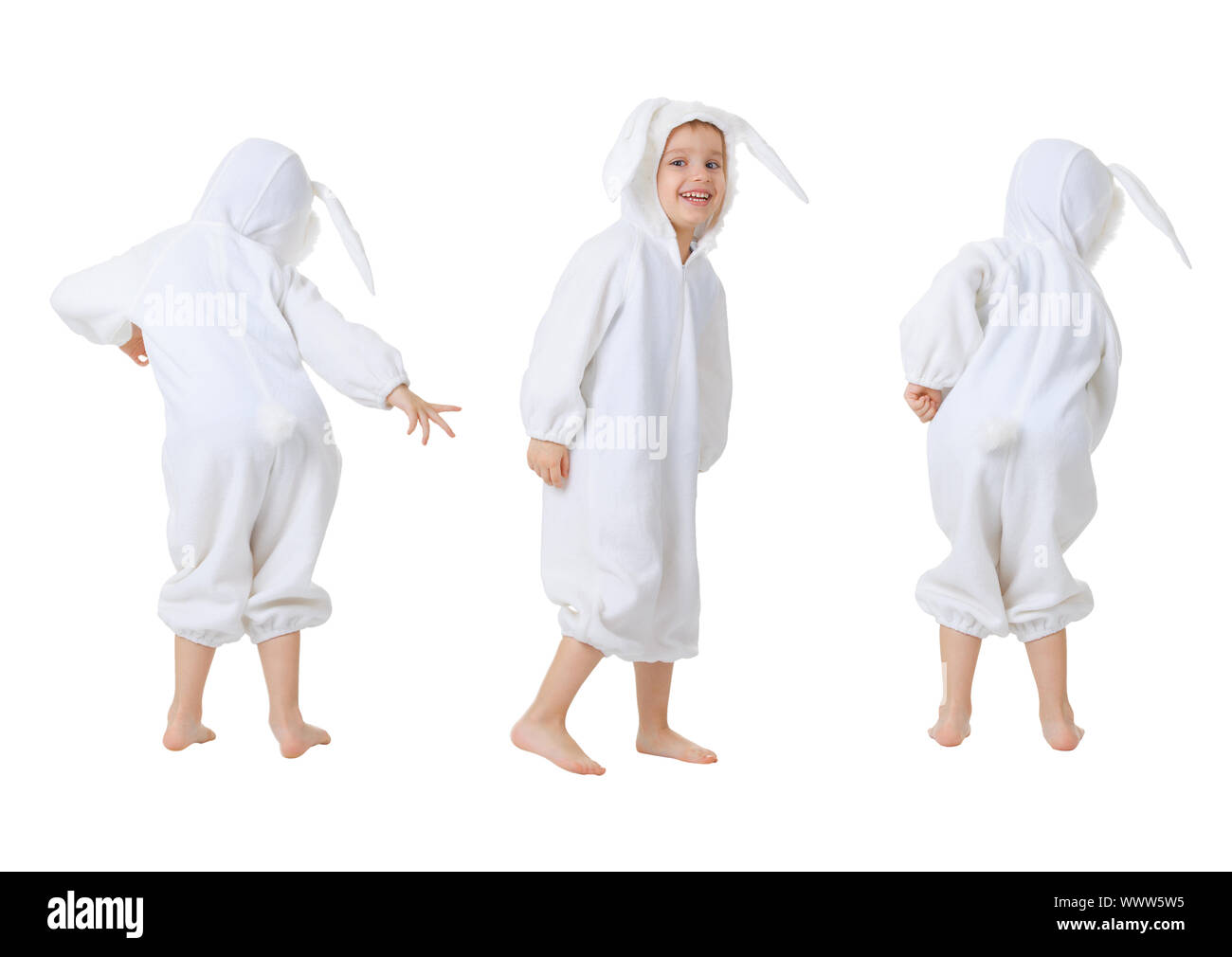 Dancing baby in a rabbit suit isolated on white background Stock Photo ...