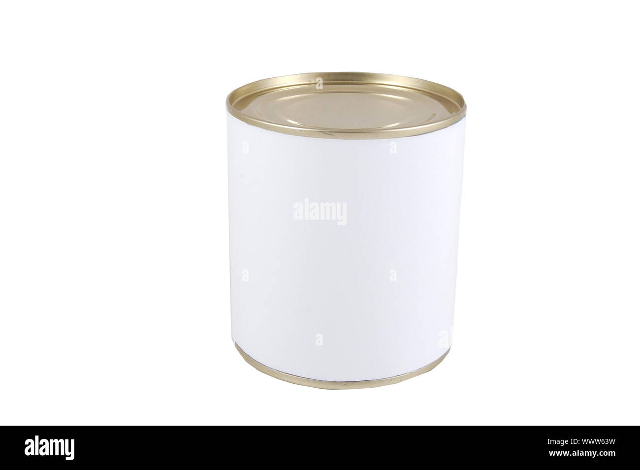 white food tin isolated on a white background Stock Photo - Alamy