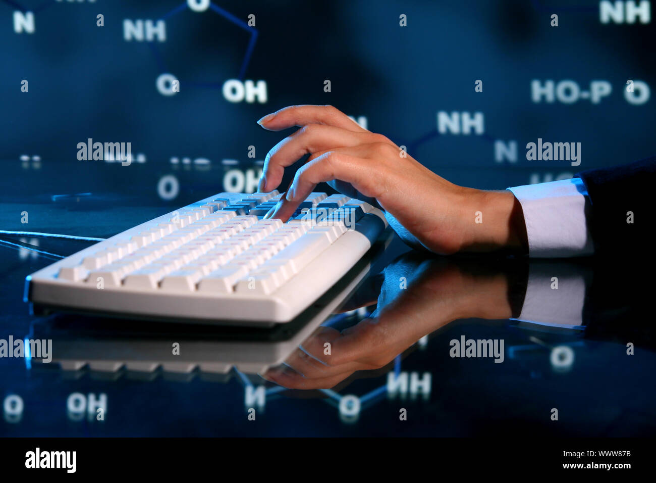 dna information of genom typing on keyboard Stock Photo - Alamy