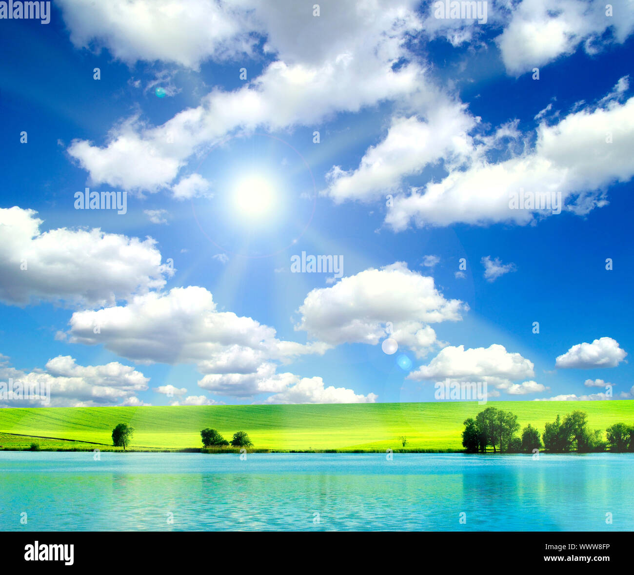 field on a background of the blue sky Stock Photo - Alamy