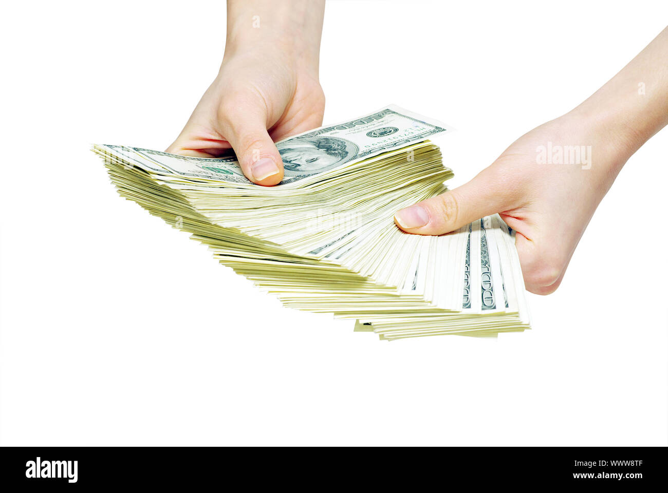 Hand with money isolated on white background Stock Photo - Alamy
