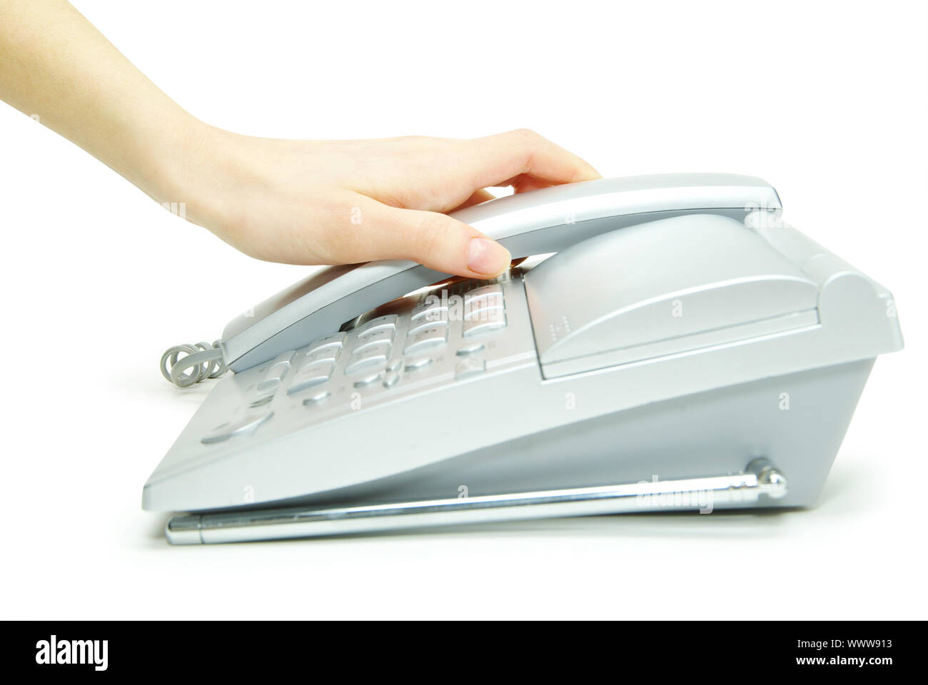 telephone receiver in hand isolated on white Stock Photo - Alamy