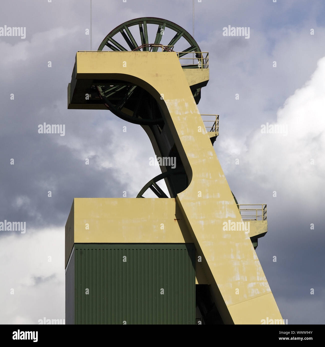 head gear of former coal-mine Lohberg, Huenxe, Ruhr Area, North Rhine ...
