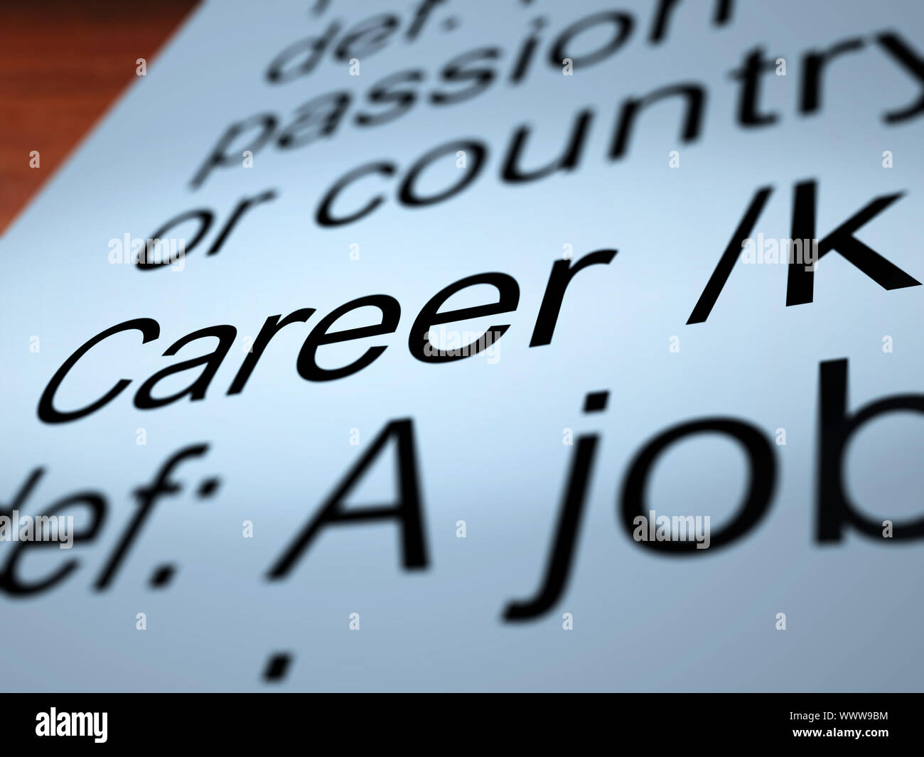 Career Definition Shows Profession And Employment Stock Photo - Alamy