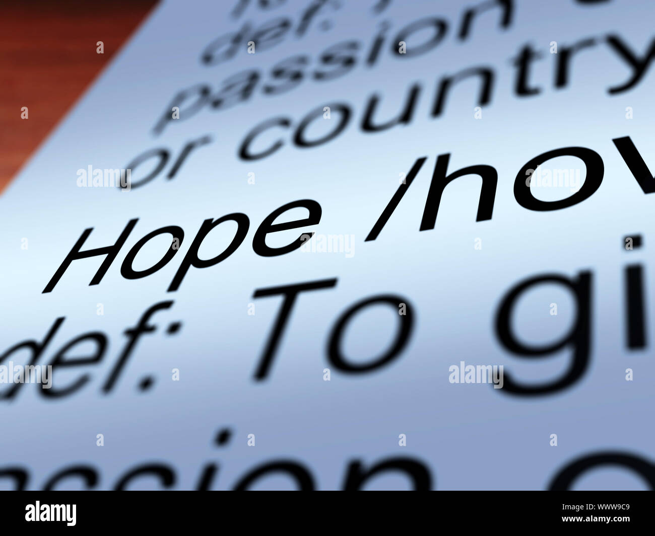 Hope Definition Closeup Shows Wishes Wants And Hopes Stock Photo - Alamy