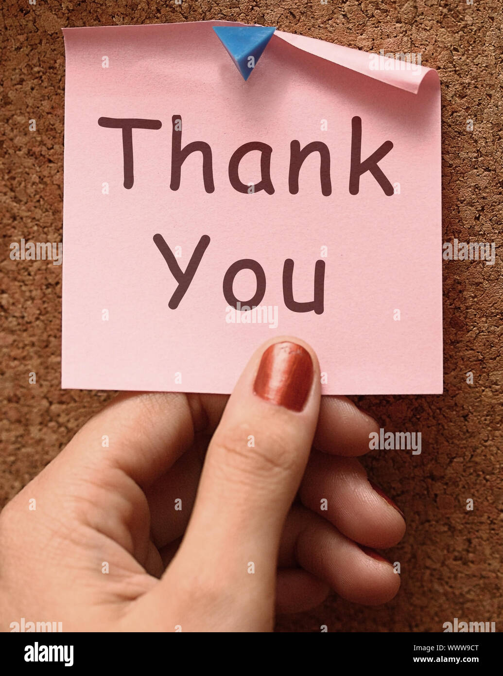 Thank You Note As Pink Thanks Message Stock Photo - Alamy