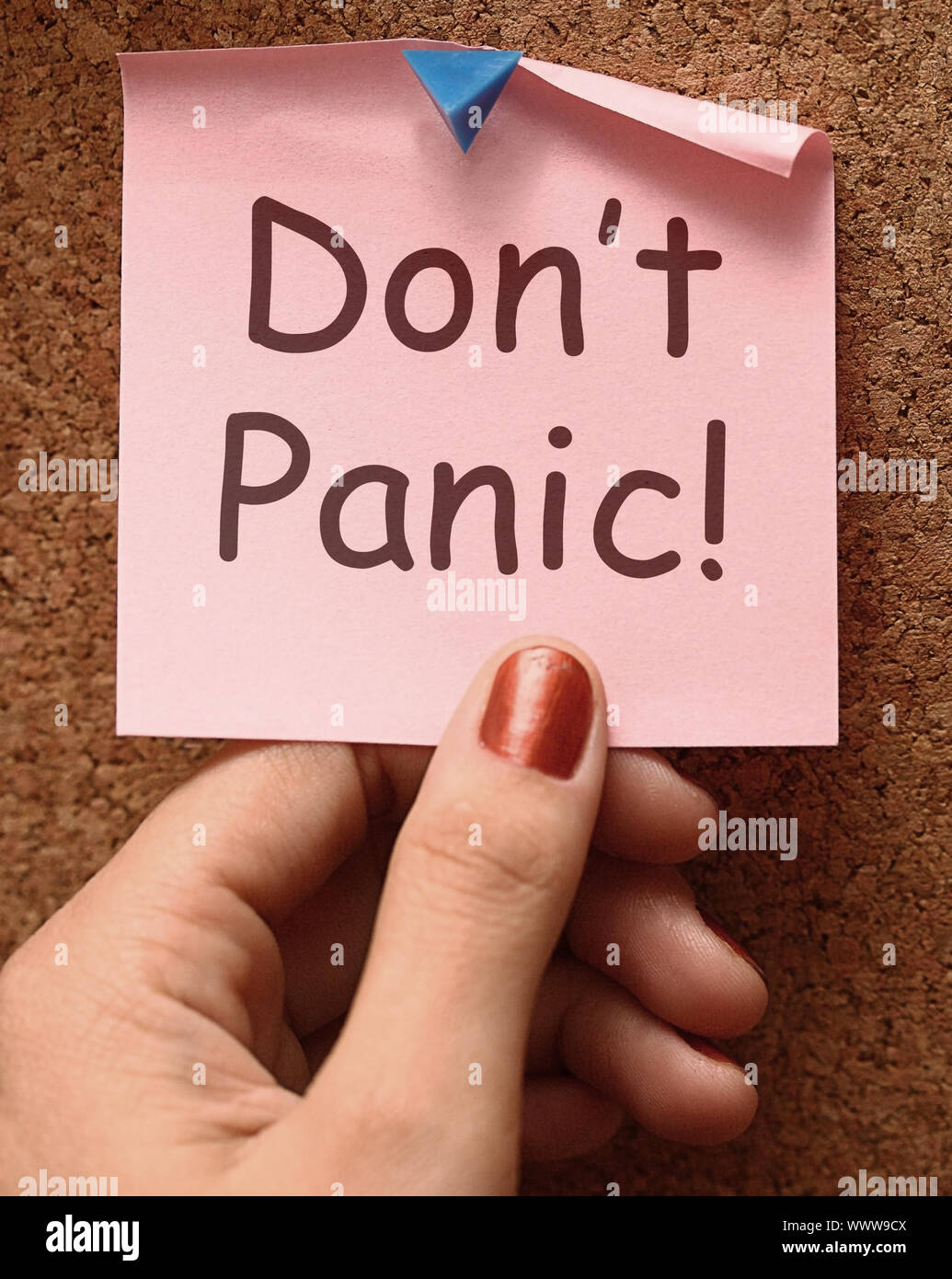 Don't Panic Note Meaning No Panicking Or Relaxing Stock Photo - Alamy