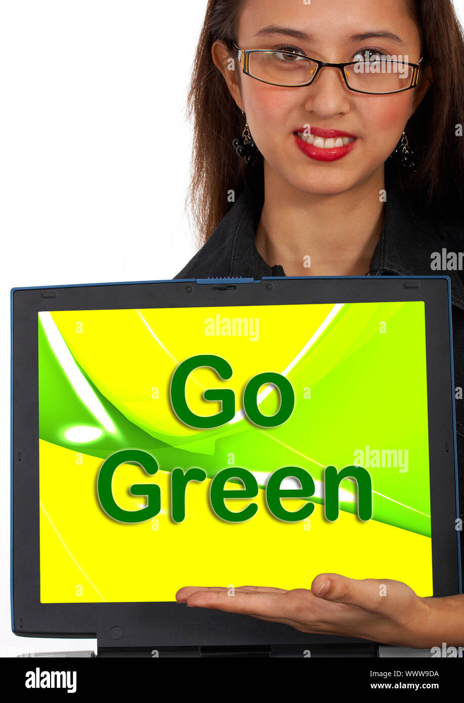 Go Green Computer Message As Symbol For Eco friendly Or Recycling Stock ...