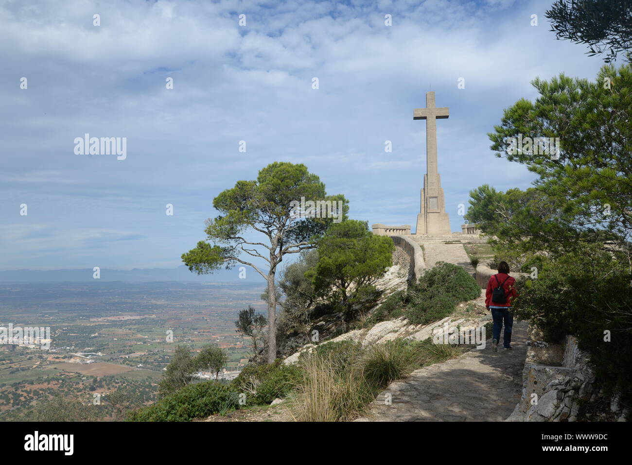 Cross at the Santuari de Salvador in Mallorca Stock Photo - Alamy