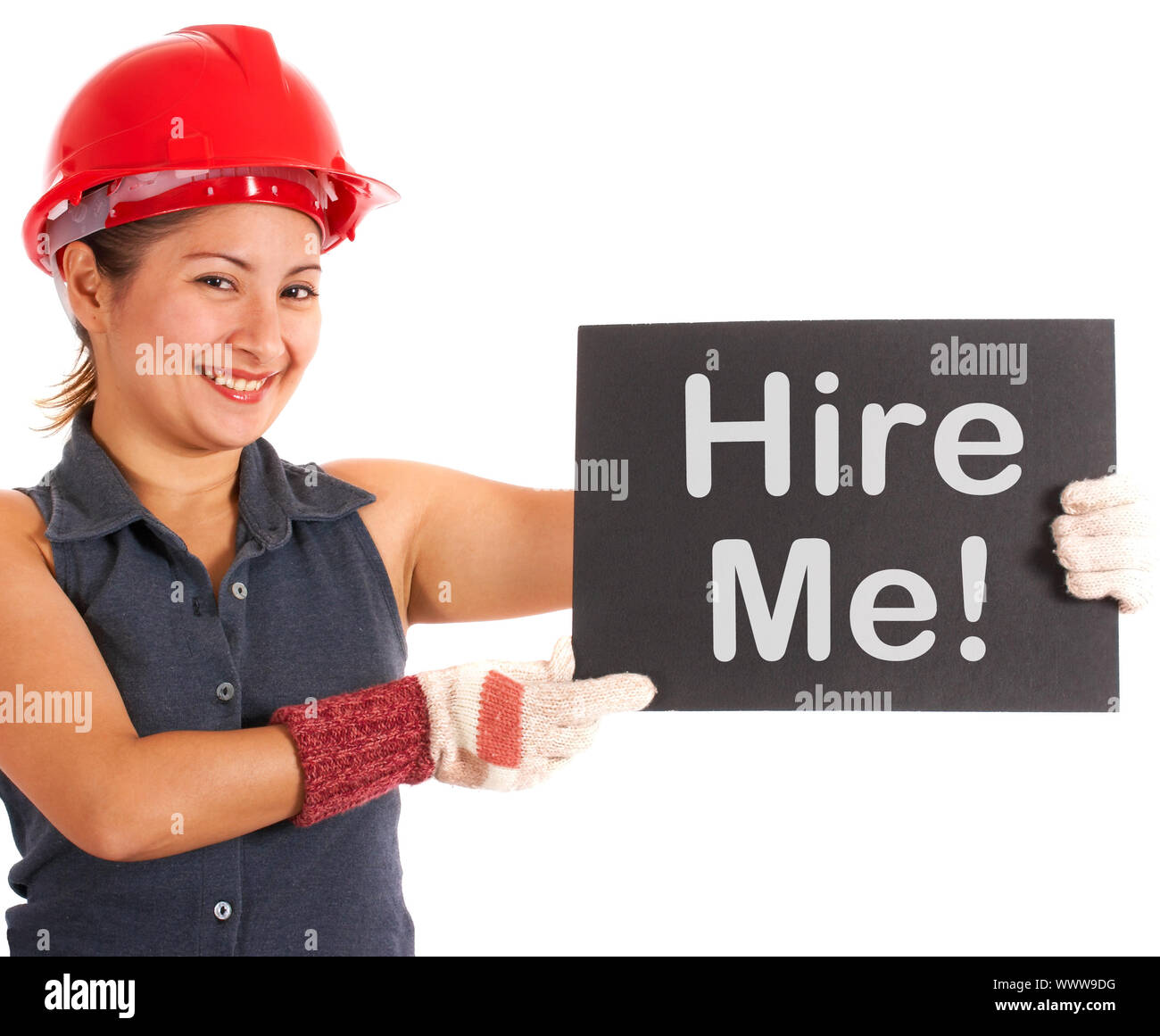 Hire Me Sign With Construction Worker Showing Work And Careers Stock ...