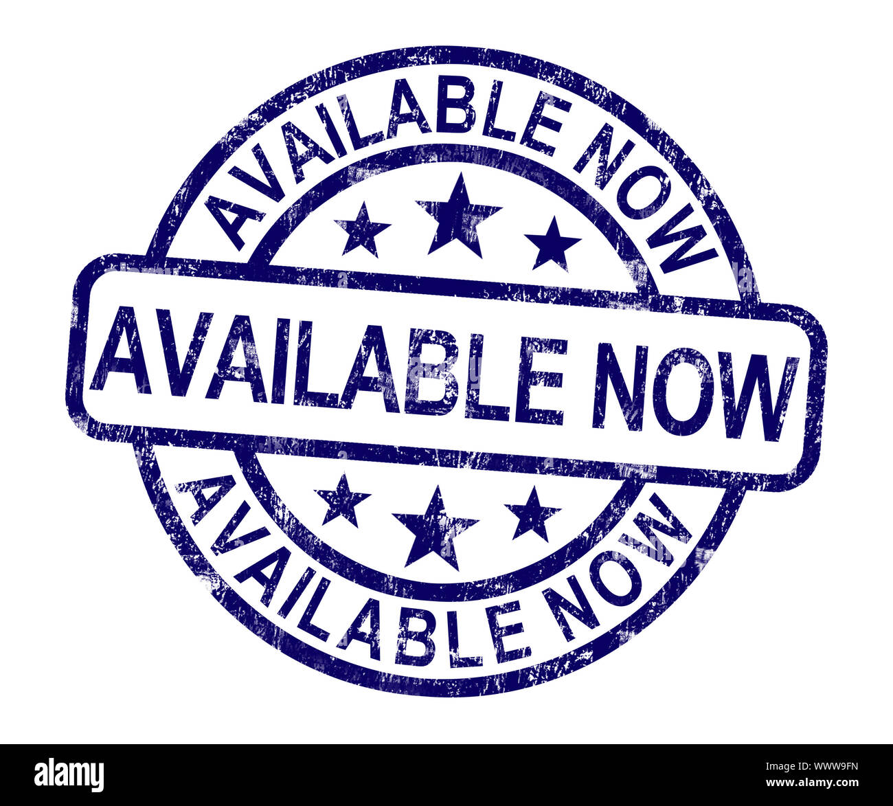 Available Now Rubber Stamp Showing In Stock Today Stock Photo - Alamy