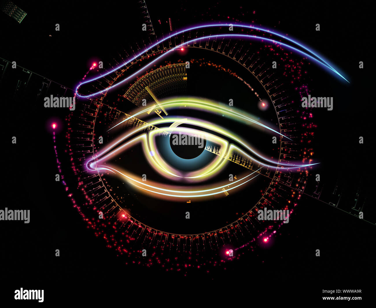 Arrangement Of Eye Outlines Fractal And Abstract Design Elements On