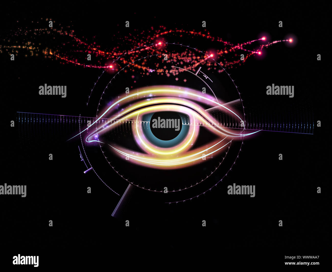 Composition of eye outlines, fractal and abstract design elements on ...