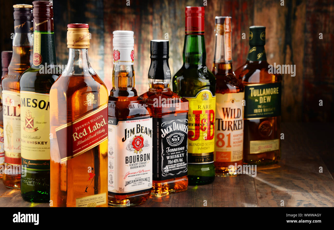 Global brands of whiskey, the most popular liquor in the world Stock ...