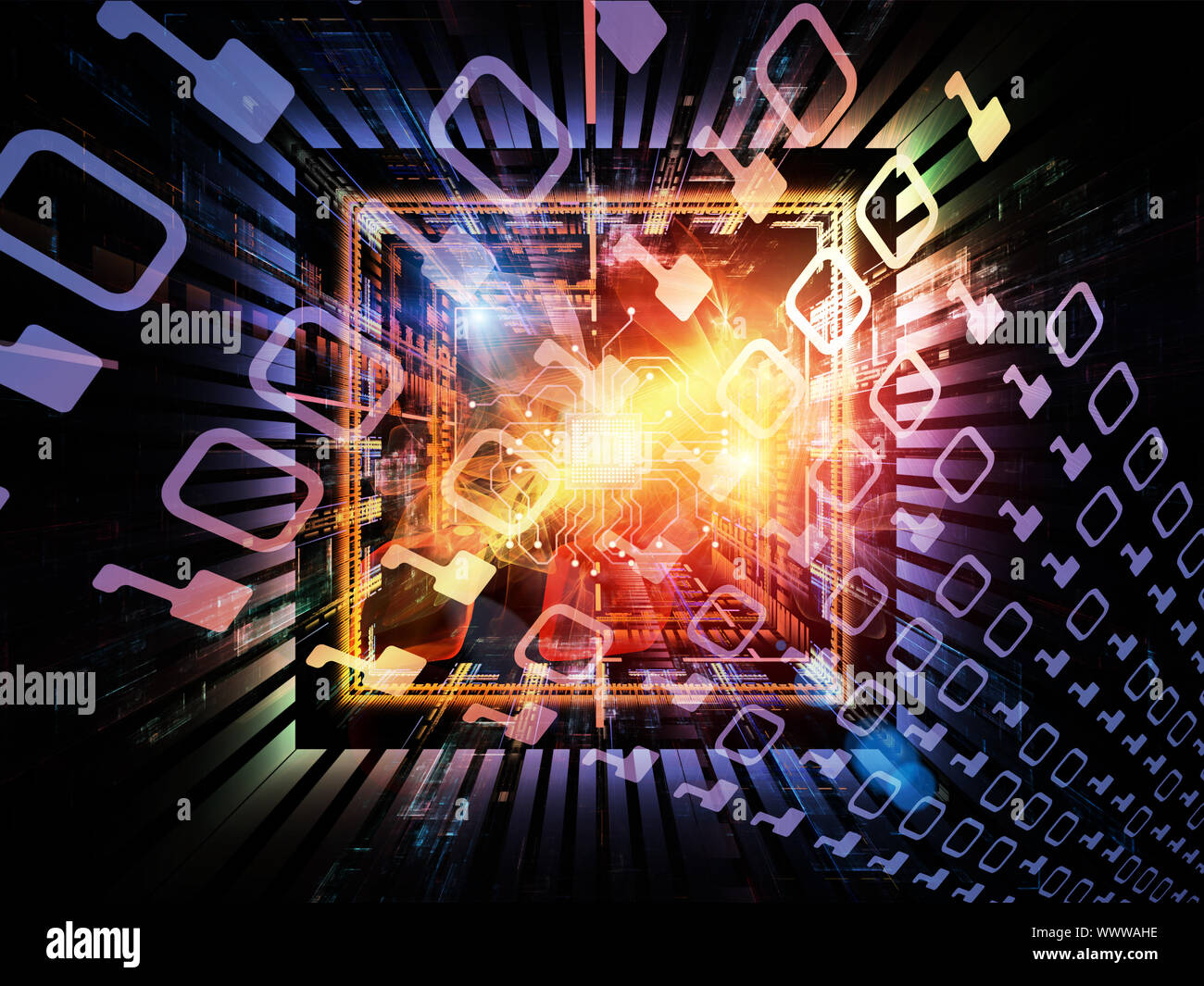 Backdrop composed of technological and abstract design elements and ...