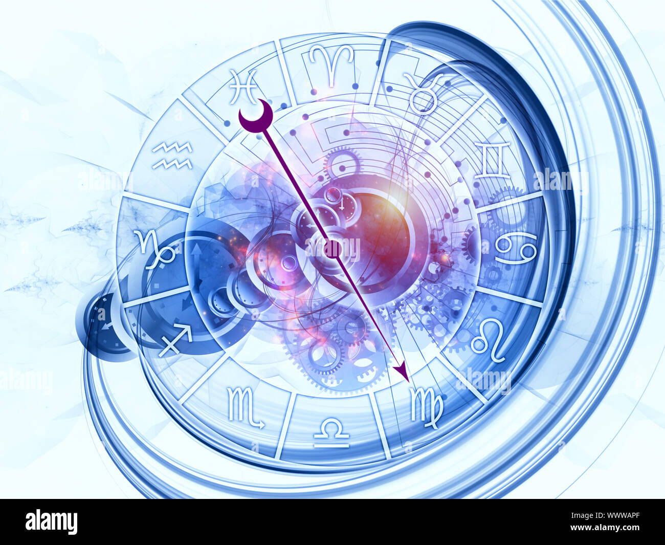 Background design of Zodiac symbols, gears, lights and abstract design ...
