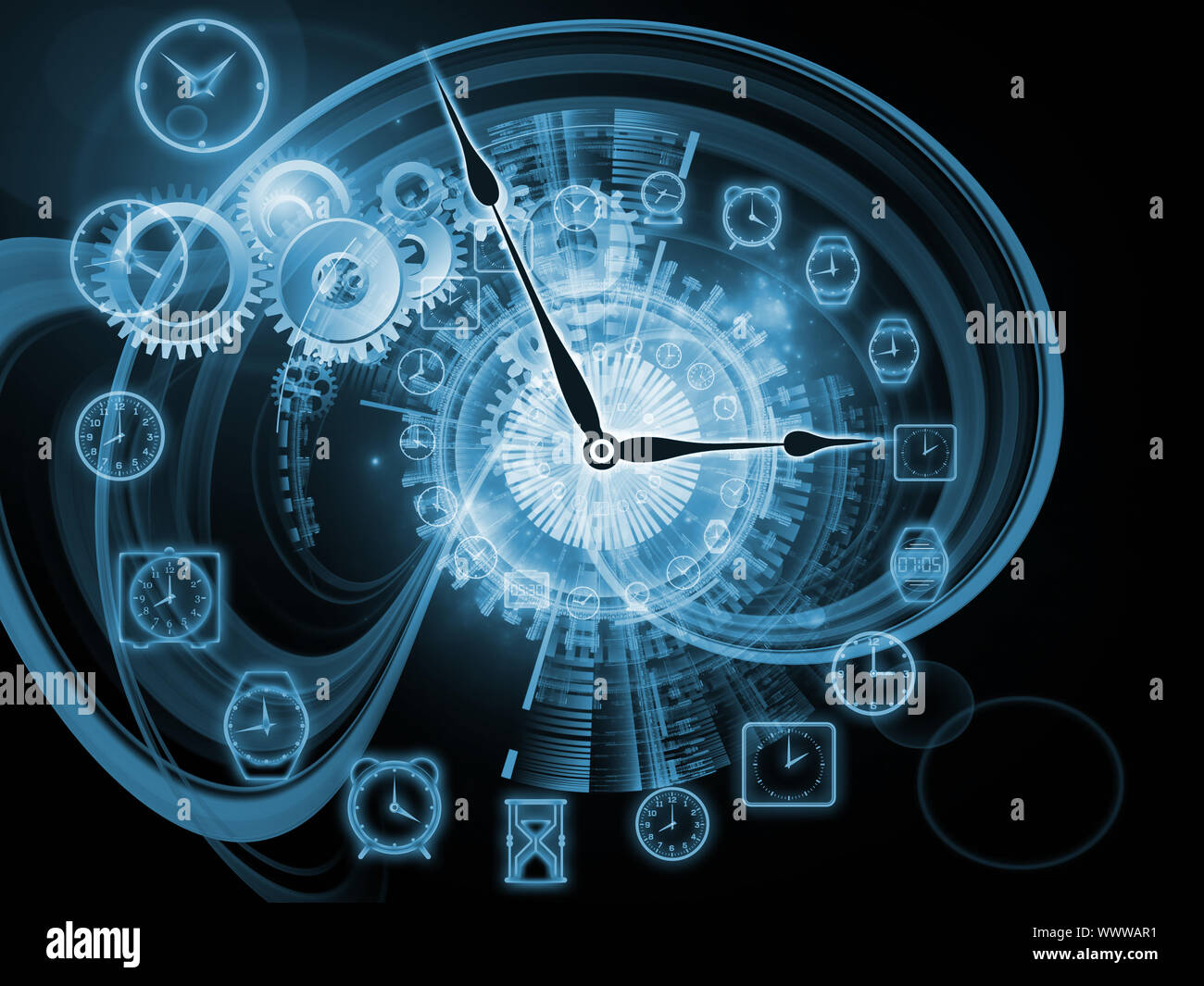 Composition of gears, clock elements and dynamic swirly lines suitable ...