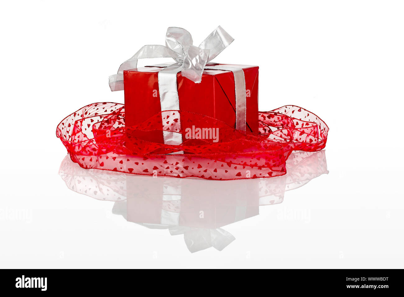Christmas season! Beautiful gift boxes with reflection Stock Photo - Alamy