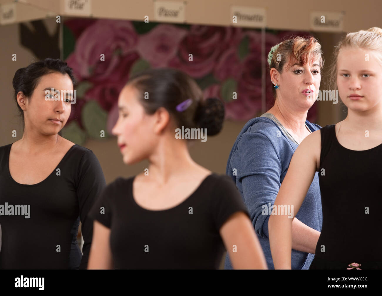 Ballet teacher behind students during dance practice Stock Photo - Alamy