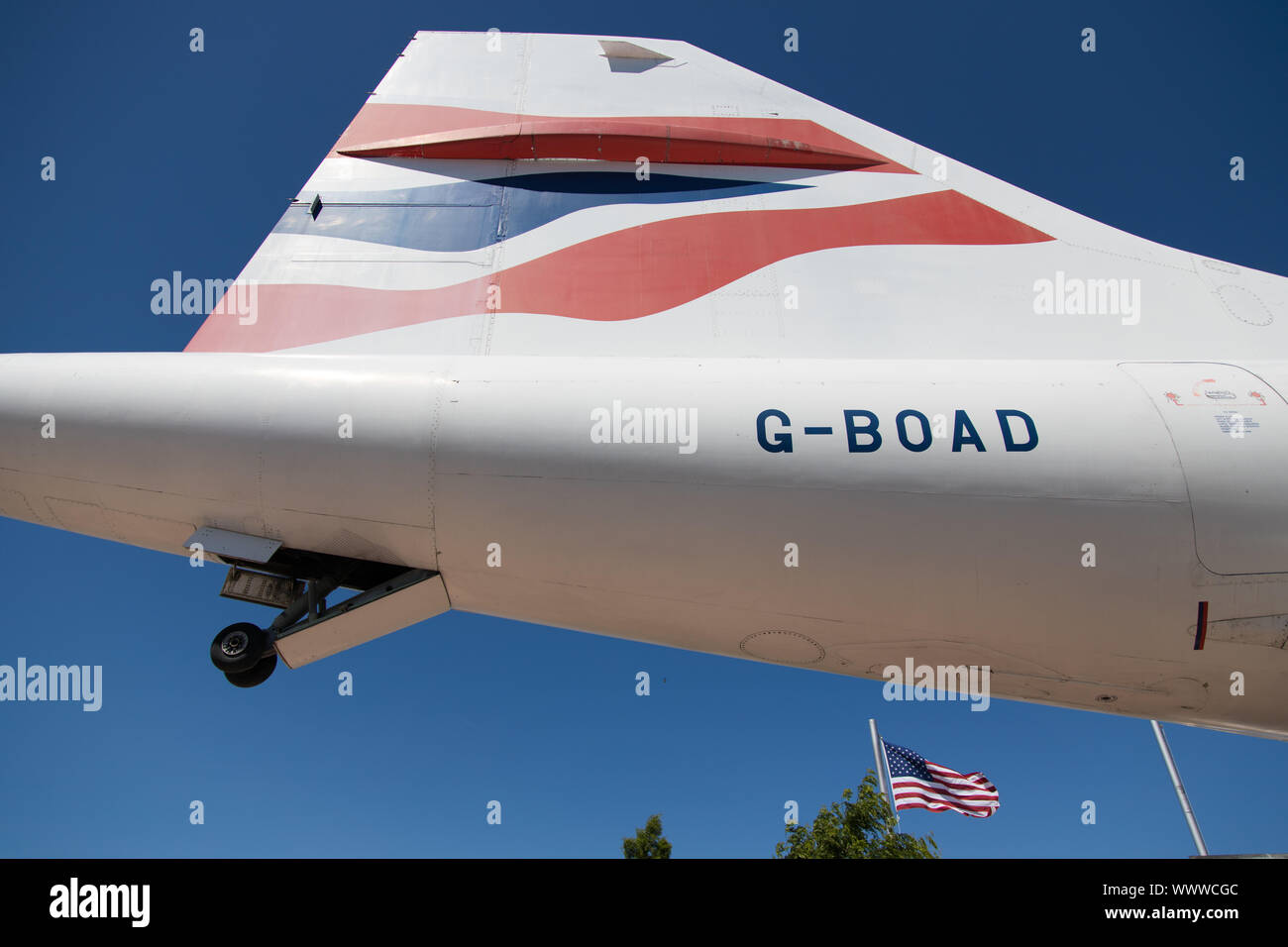 New York, USA - June 11th 2019: British Airways Concorde aircraft tail ...