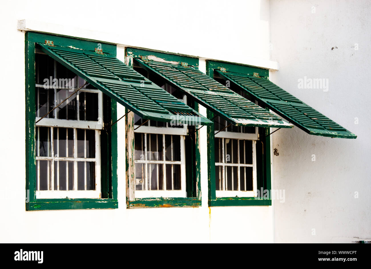 Three green windows Stock Photo - Alamy