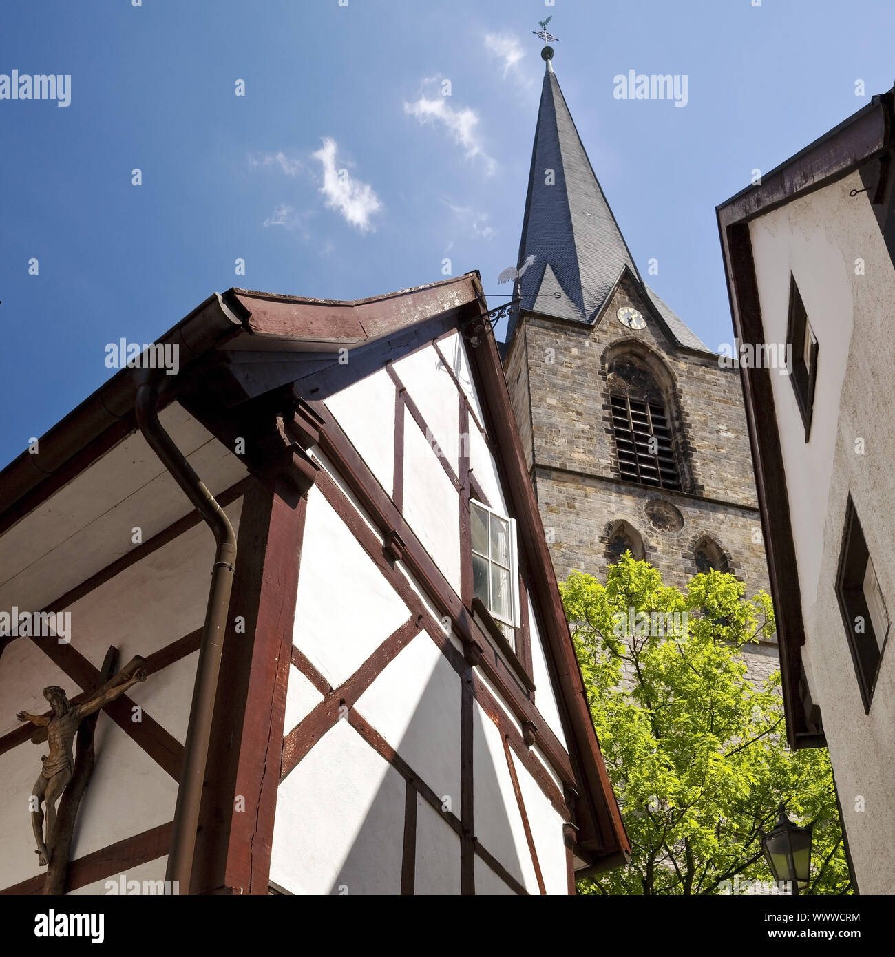half-timber houses at the St. Christopher Church, Werne, North Rhine ...