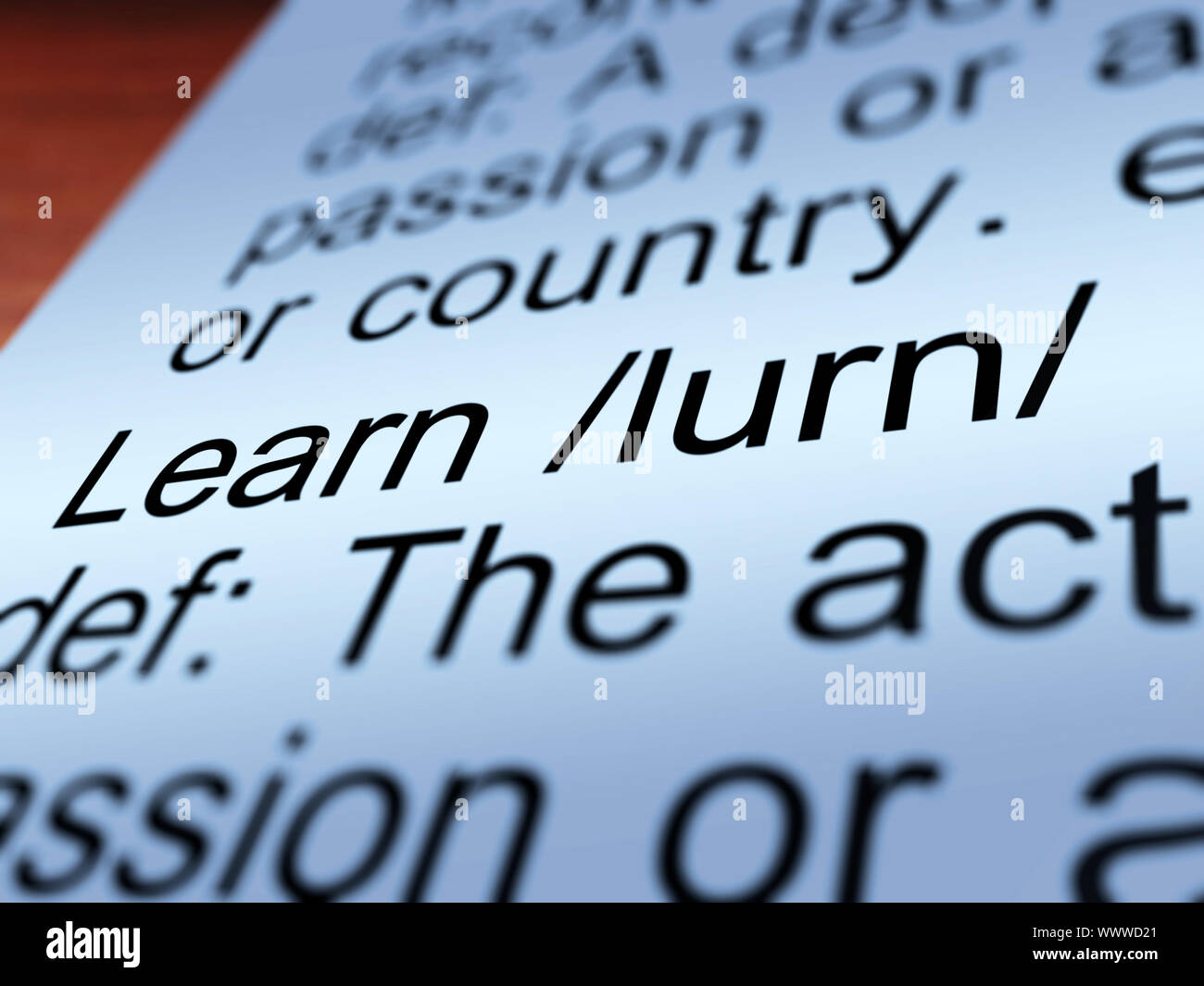 Learn Definition Closeup Shows Knowledge Gained And Study Stock Photo ...