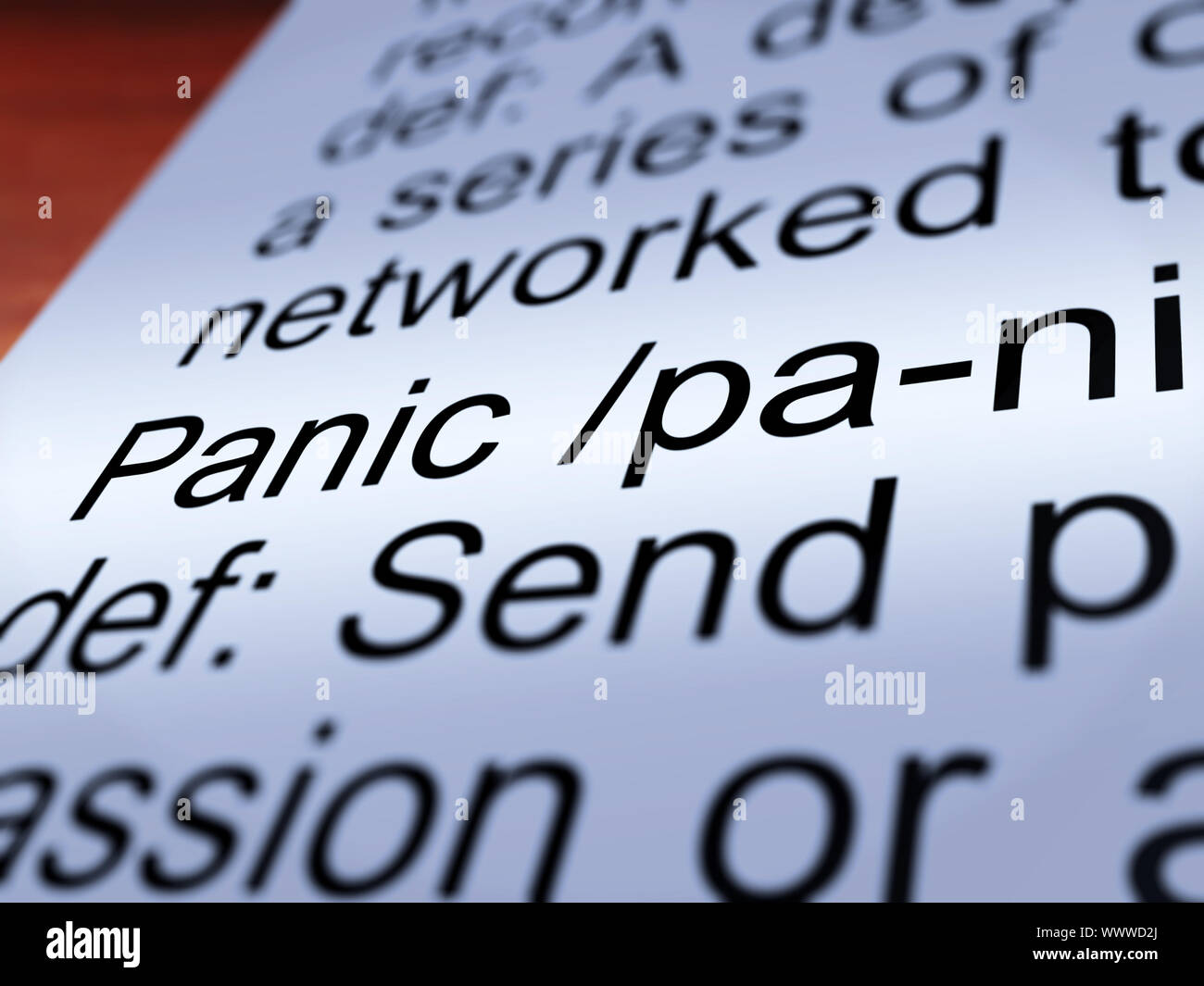 Panic Definition Closeup Shows Trauma Stress And Hysteria Stock Photo ...
