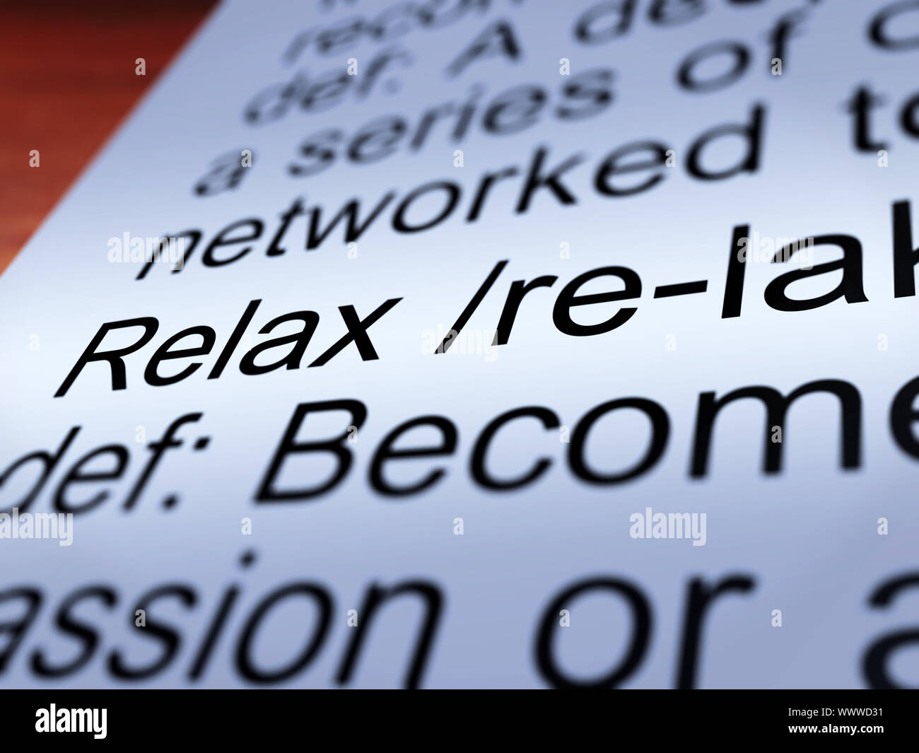 Relax Definition Closeup Shows Less Stress And Tense Stock Photo - Alamy