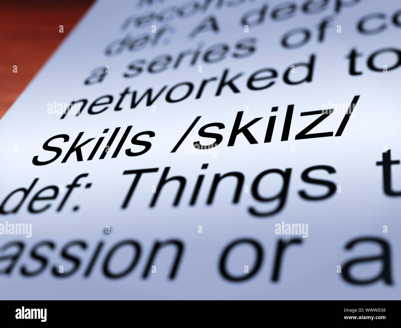 Skills Definition Closeup Shows Aptitude Ability And Competence Stock ...