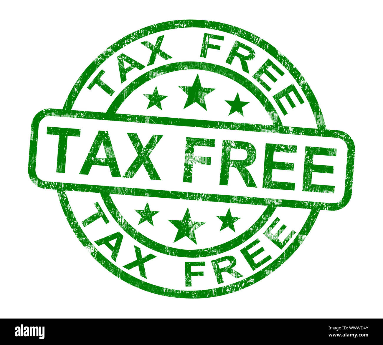Tax Free Stamp Shows No Duty Or Untaxed Shopping Stock Photo - Alamy