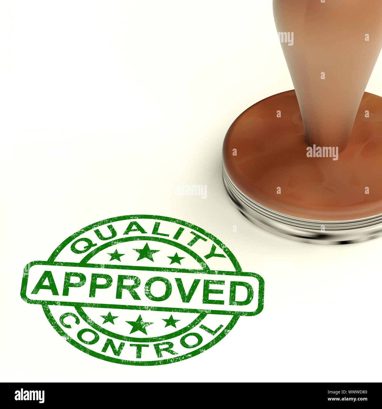 Quality Control Approved Stamp Shows Excellent Product Stock Photo - Alamy