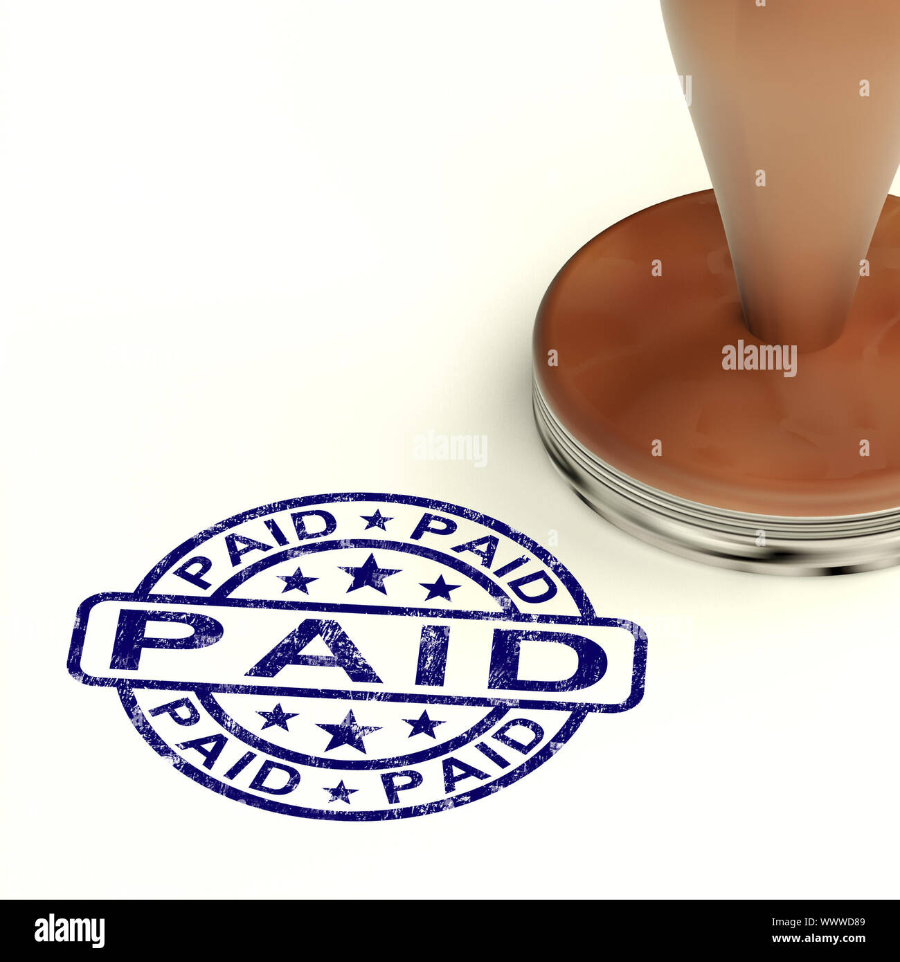 Paid Stamp Shows Bill Or Invoice Payment Confirmation Stock Photo - Alamy