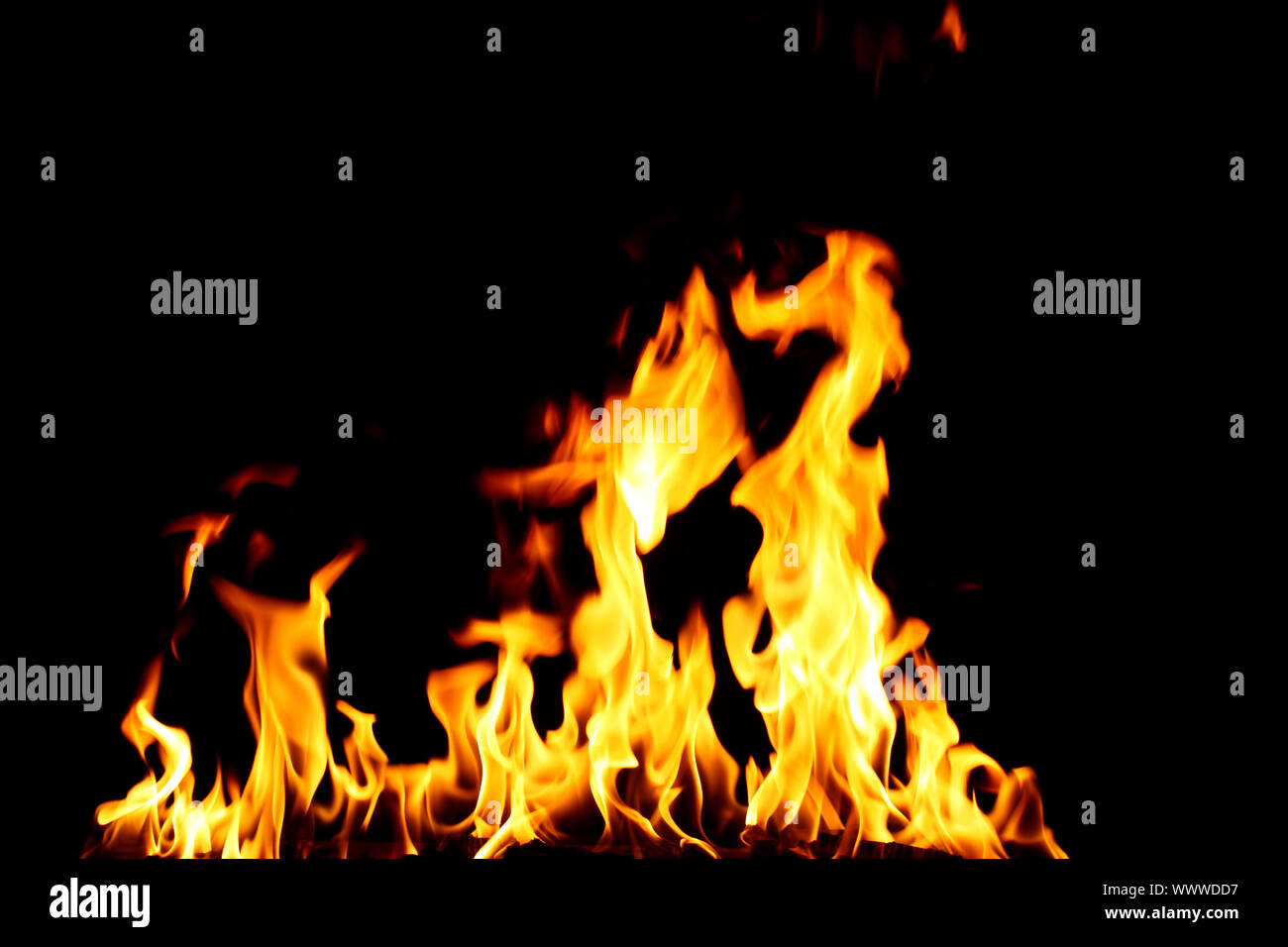 inferno flame fire on black background close up Stock Photo - Alamy