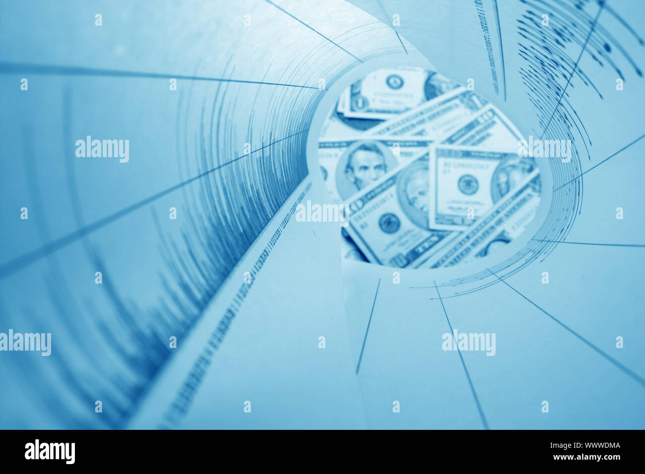 financial graph tube look at money coins Stock Photo - Alamy