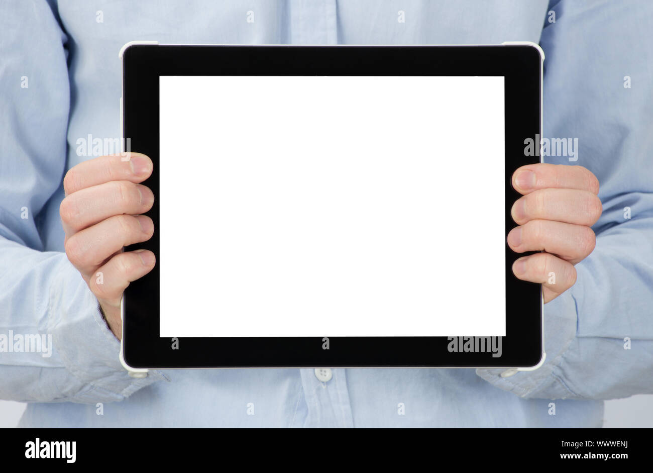 Hands Holding The Tablet Computer Stock Photo - Alamy
