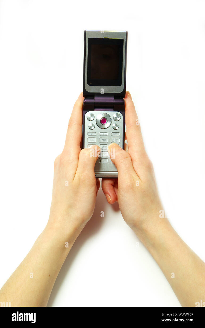 a hand holding a mobile phone for support Stock Photo - Alamy